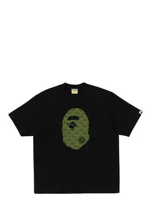 A BATHING APE College Monogram Ape Head Relaxed Fit Tee Shirt - Black