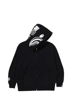 A BATHING APE College Monogram Shark Full Zip Hoodie - Black