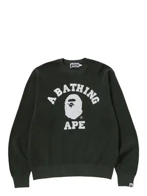 A BATHING APE College Waffle Crewneck Sweatshirt - Green