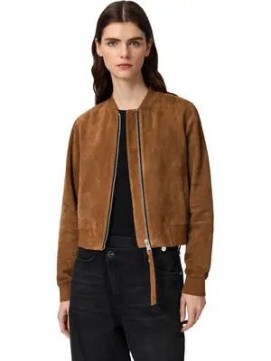 ALLSAINTS Orten Suede Bomber Jacket - Brown