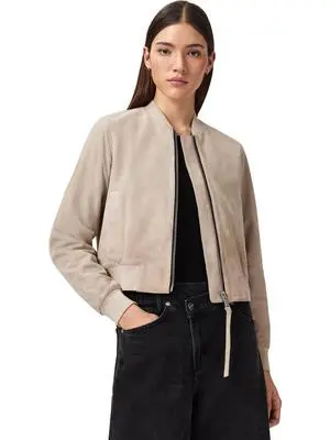 ALLSAINTS AllSaints Orten Suede Bomber Jacket Grey
