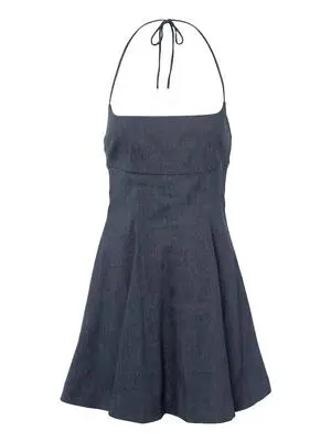 Staud Leone Linen-blend Denim Minidress - Blue