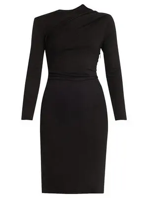Giorgio Armani Asymmetric Jersey Dress - Solid Black