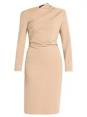 Giorgio Armani Asymmetric Jersey Dress - Solid Medium Beige