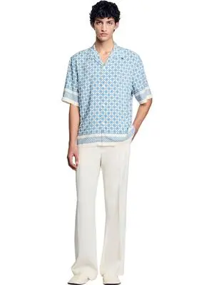 Sandro Square Cross Motif Flowing Shirt Blue Sky
