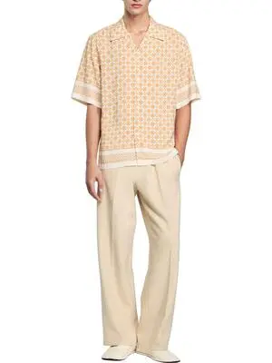 Sandro Square Cross Motif Flowing Shirt - Fire