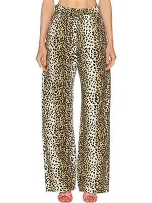 Blumarine Printed Wide Leg Pant - Black & Cognac