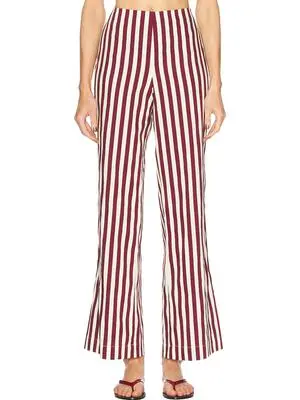SIMONMILLER Pia Poplin Pant - Bordeaux Stripe