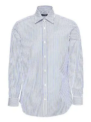 Dunhill Stripe Long-sleeve Cotton Shirt - Navy