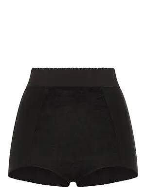 Dolce & Gabbana High-waisted Shaper Panties In Jacquard And Satin - Black