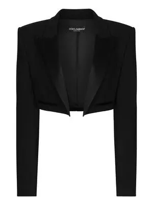 Dolce & Gabbana Wool Gabardine Spencer Tuxedo Jacket - Black