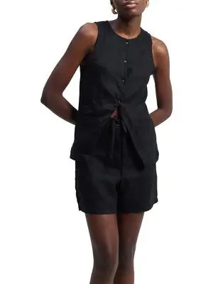 REISTOR Hemp Vest Jacket And Shorts Set - Black