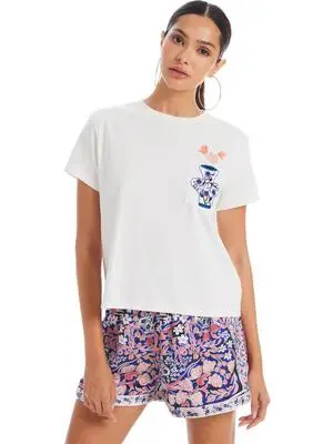 Allison Embroidered Tee - White