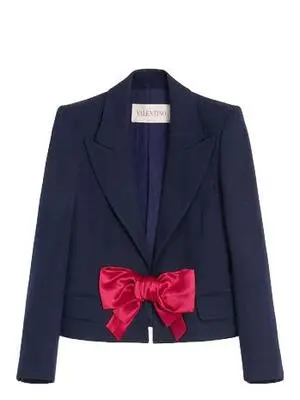 Valentino Garavani Viscose Jacket With Bow - Blue