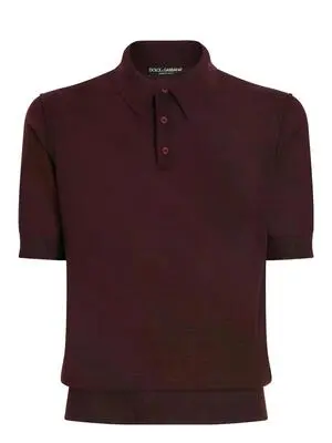 Dolce & Gabbana Fine-ribbed Polo Shirt - Red