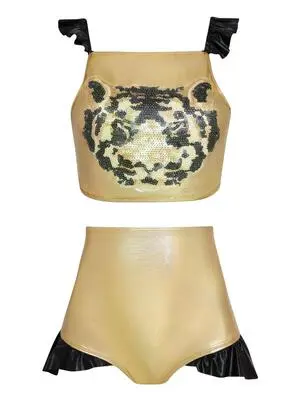 BRIGITTE Sequin Embellished Two-piece Bikini Set - Gold