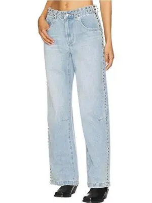 JADED LONDON Studded Colossus Wide Leg Jeans - Light Wash