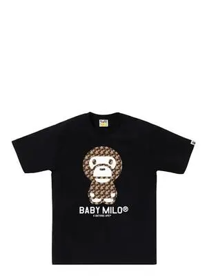 A BATHING APE Sta Houndstooth Baby Milo Tee Shirt - Black/brown