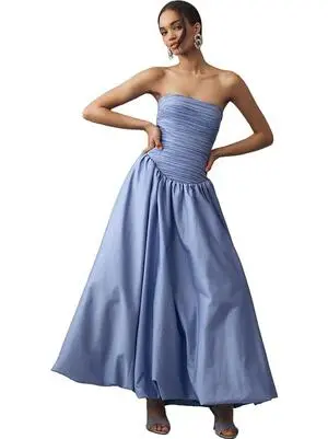 MARE MARE Briana Strapless Bubble-hem Midi Dress - Light Blue