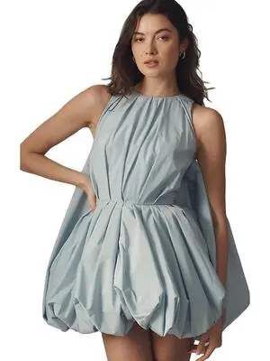 Mac Duggal Sleeveless Taffeta Mini Dress - Blue