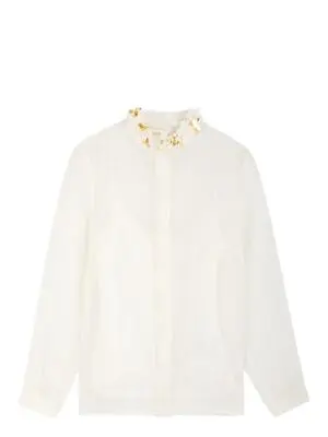 Zimmermann Illuminate Embellished Linen-blend Blouse - Ivory