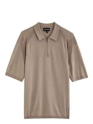 Emporio Armani Half-zip Jersey-knit Polo Shirt - Brown