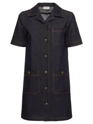 Moncler MONCLER Cotton-Blend Denim Mini Shirt Dress Denim
