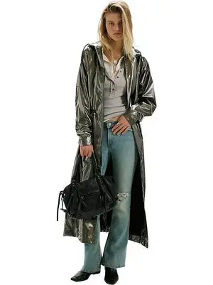 Rains RAINS Longest W3 Waterproof Rain Jacket Silver
