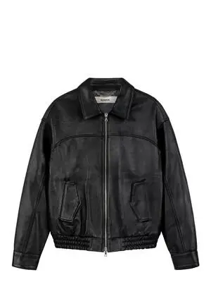 ROUGH. Reversible Leather Jacket - Black