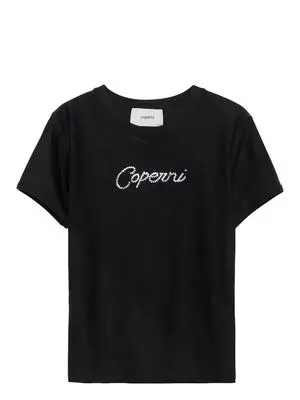 Coperni Crystal Embellished Logo T-shirt - Black