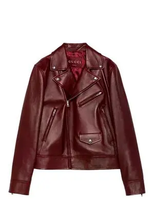 Gucci Leather Biker Jacket - Red