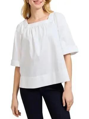 Foxcroft Violet Square Neck Top - White