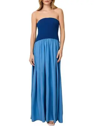 Solid & Striped Strapless Maxi Dress - Maritime Navy / Marina Stripe