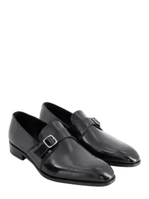 ANTHONY VEER Dunhill Single Monk Strap Loafers - Obisidian Black Leather