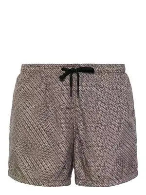 Tagliatore Geometric-print Swim Shorts - Brown