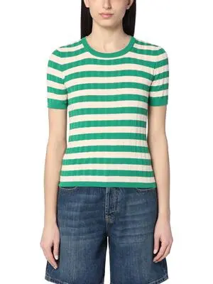 ROBERTO COLLINA Striped Cotton Sweater - Green