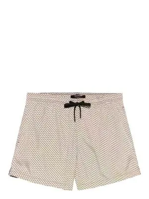 Tagliatore Geometric-print Swim Shorts - Neutrals