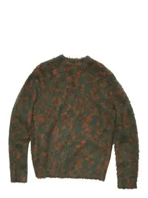 Acne Studios Brushed Wool Crewneck Sweatshirt - Forest Green/orange
