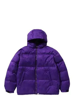 A BATHING APE Solid Camo Jacquard Down Jacket - Purple