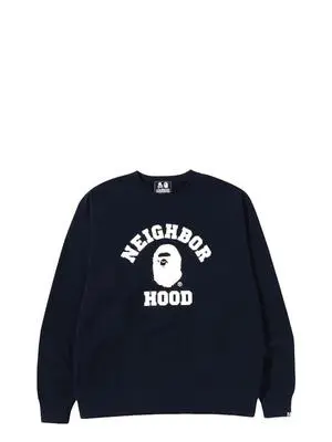 A BATHING APE X Neighborhood Relaxed Fit Crewneck Sweatshirt - Navy Blue