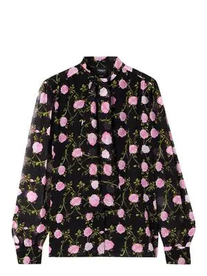 Giambattista Valli Pussy-bow Floral-print Blouse - Black