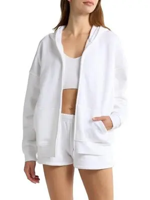 FLORENCE BY MILLS Oversized Zip-up Hoodie - Brt White