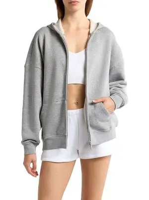 FLORENCE BY MILLS Oversized Zip-up Hoodie - Heather Grey