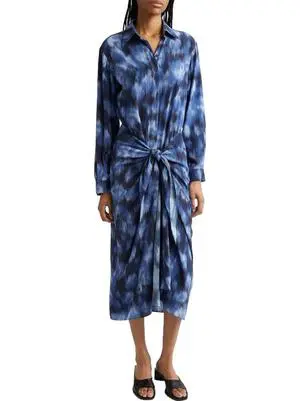 MICHAEL KORS Michael Kors Collection Abstract Print Tie-Front Shirt Dress