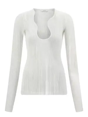 FERRAGAMO Rippled-neckline Sweater - White