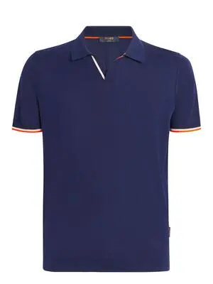 MOORER Contrast-detail Polo Shirt - Navy