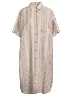 Peserico Linen Striped Shirt Dress - Beige