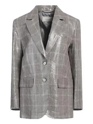 Peserico Linen Single-breasted Blazer - Grey
