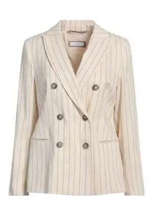 Peserico Easy Double-breasted Striped Blazer - White
