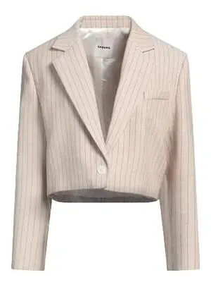 Sandro Viscose Pinstriped Blazer - Beige